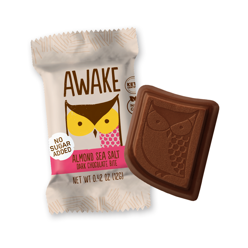 No Sugar Added Almond Sea Salt Dark Chocolate Bites – Awake Chocolate
